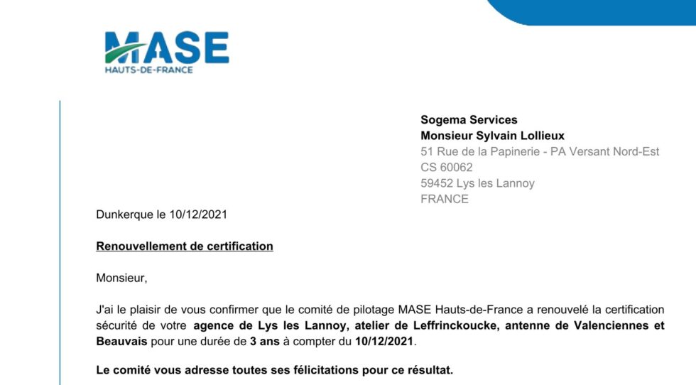 MASE: notre certification sécurité